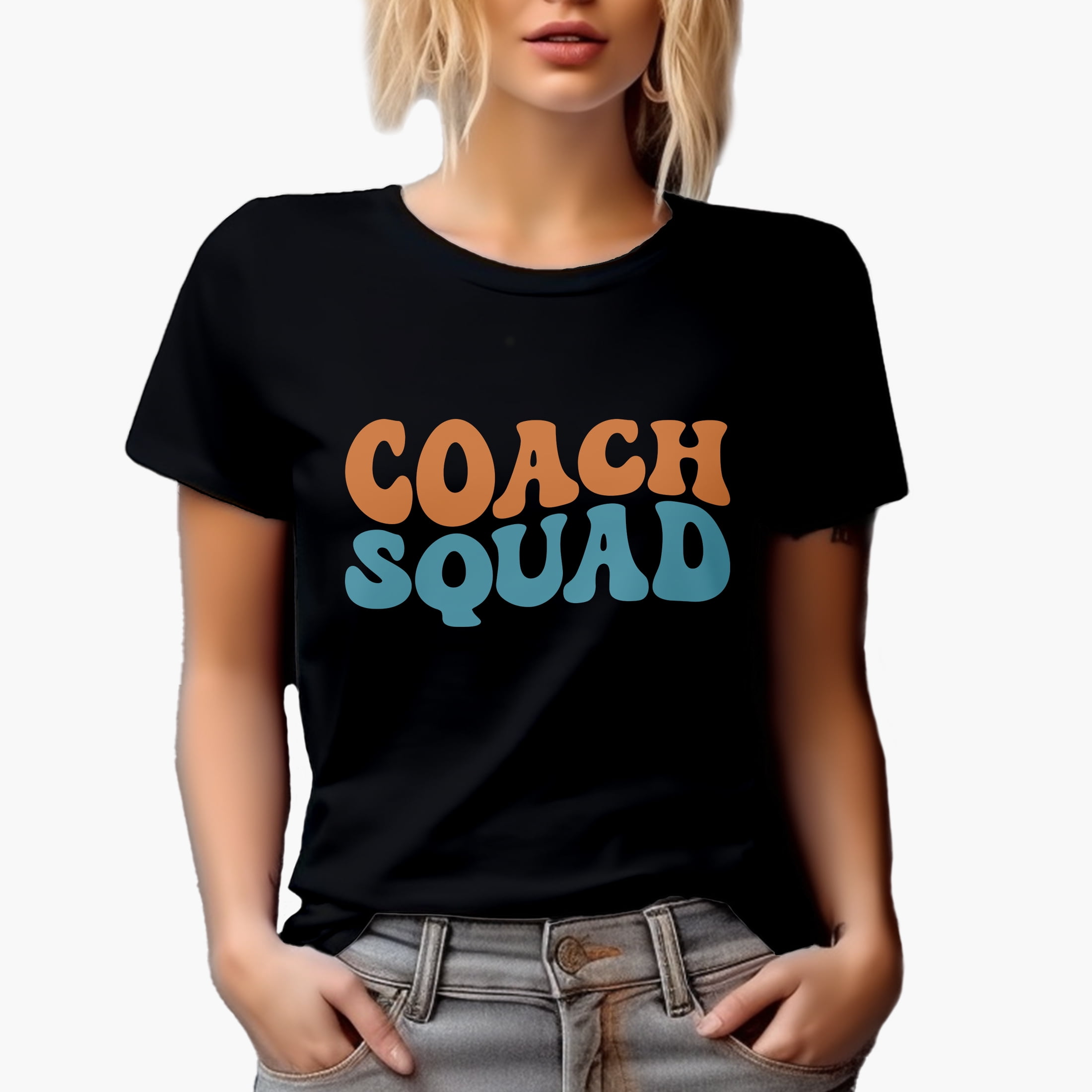 Coach Squad, Coaching Themed, Groovy Retro Wavy Text Merch Gift, Black ...