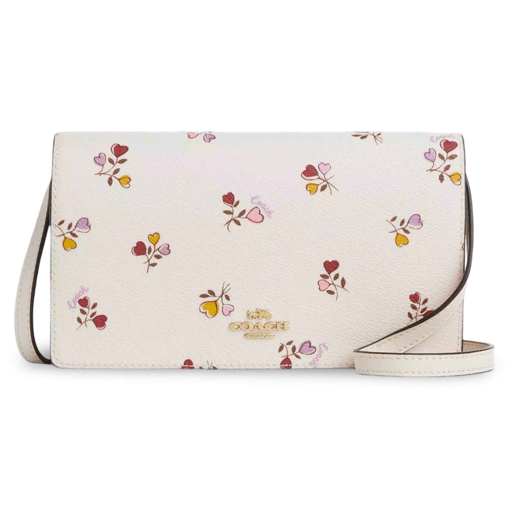 Coach Women's Anna Small Foldover Clutch Crossbody Bag with Heart Print ...