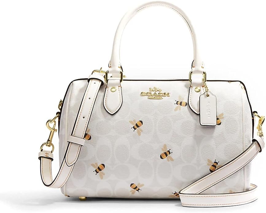 COACH Leather Rowan Satchel Handbag in Signature Canvas, Crossbody ...