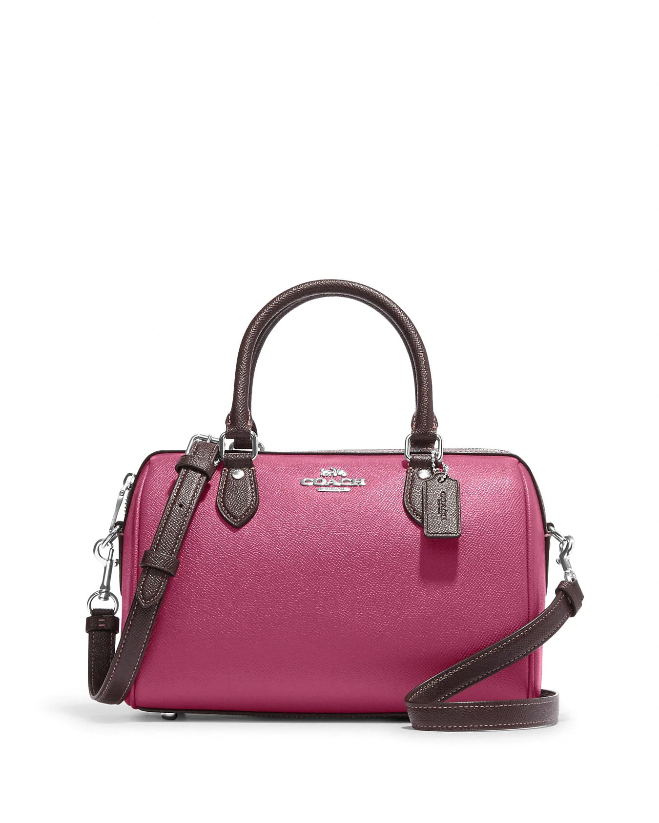Coach Women's Crossgrain Leather Colorblock Rowan Satchel, Pink ...