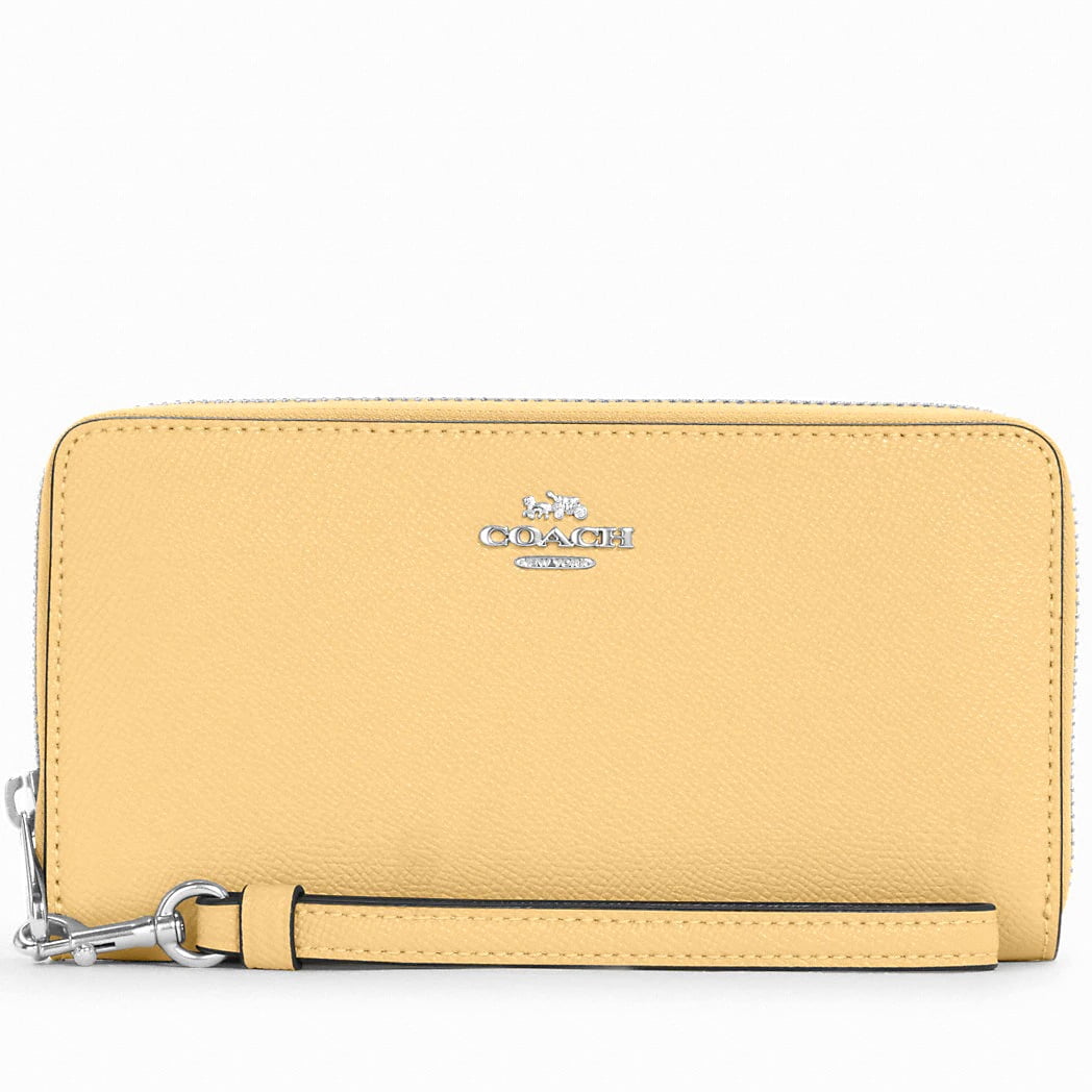 Coach Women's Crossgrain Leather Long Zip Around Wallet (Vanilla ...