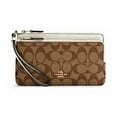 Coach Women's Wristlet Double Zip Wallet in Signature Canvas (Khaki ...