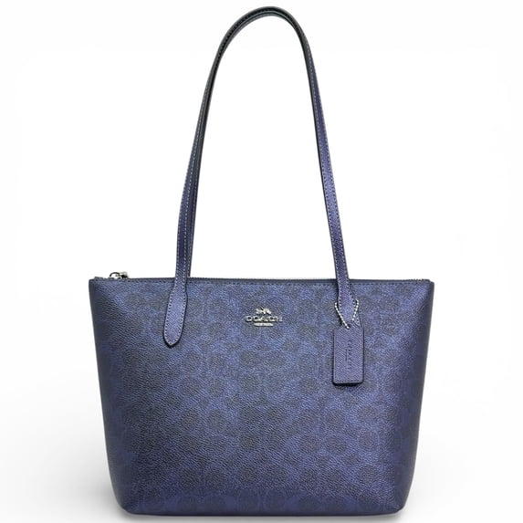 Coach Women’s Fiona Small Zip Tote Bag in Signature Canvas (Blue / Navy ...