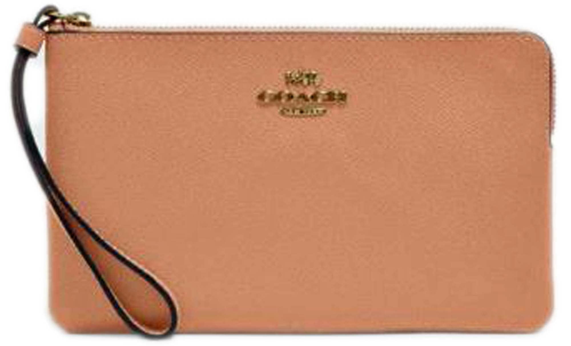 Coach Women's Corner Top Zip Leather Wristlet, Faded Blush - Walmart.com