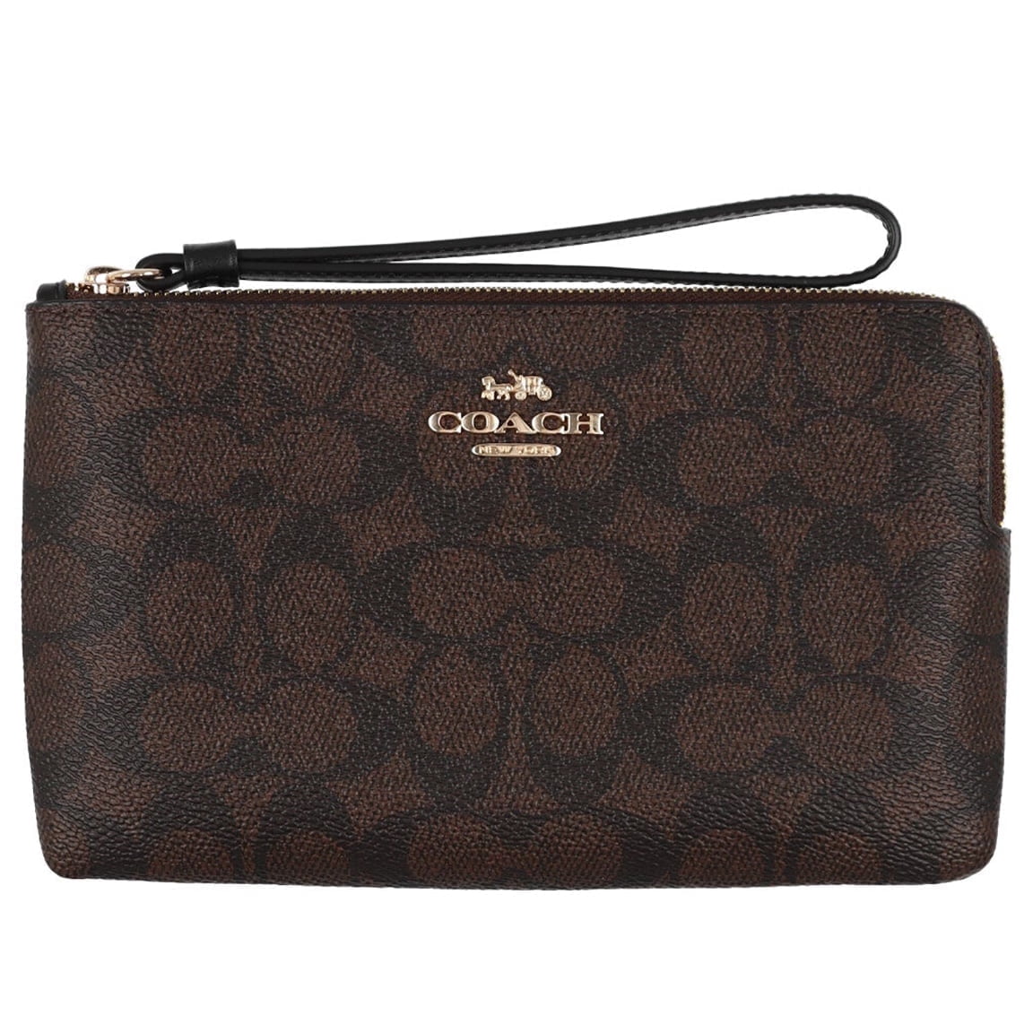 Coach Women's Large Corner Zip Wristlet in Signature Canvas (Walnut ...