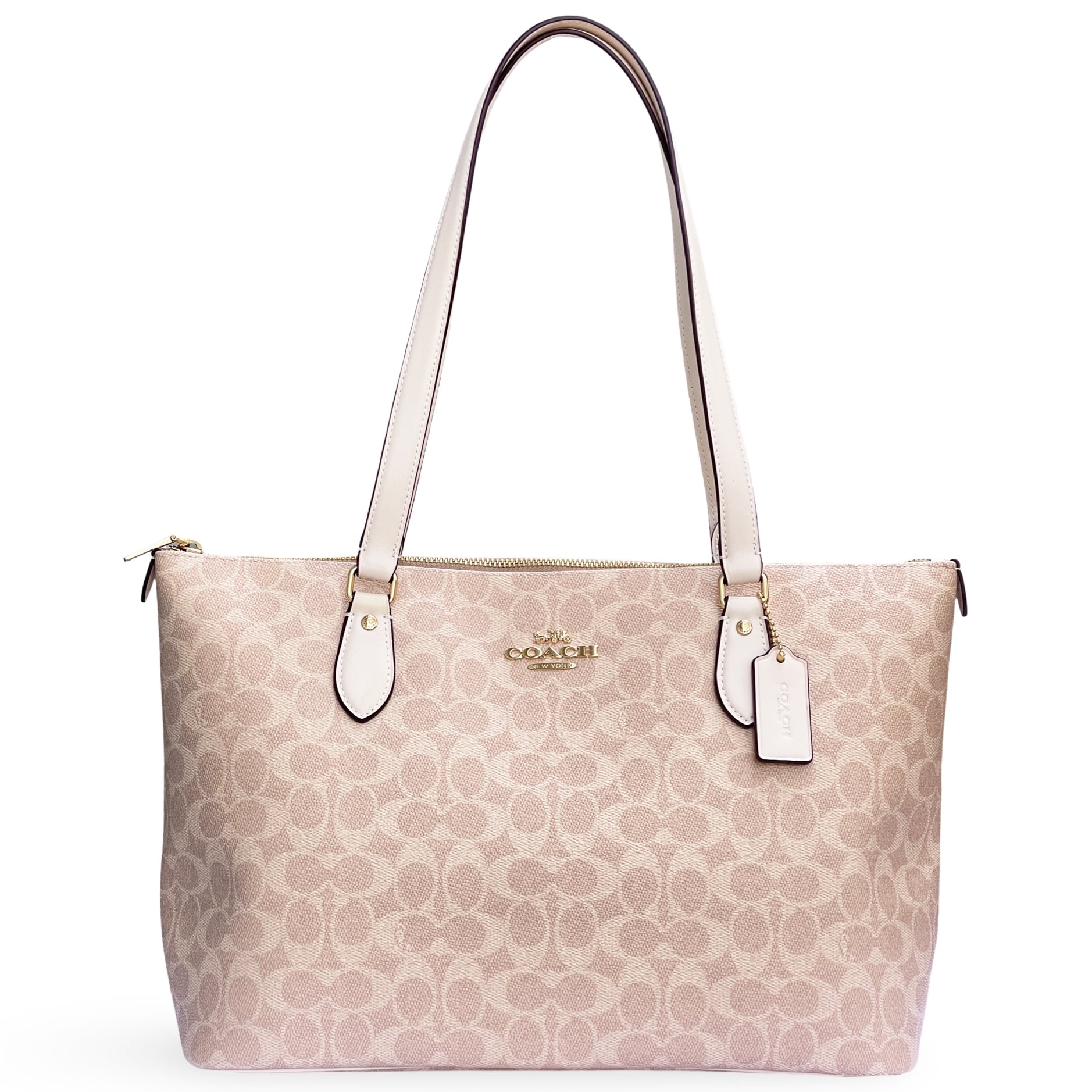 Coach Women's Large Gallery Tote Bag in Signature Canvas (Sand / Chalk ...