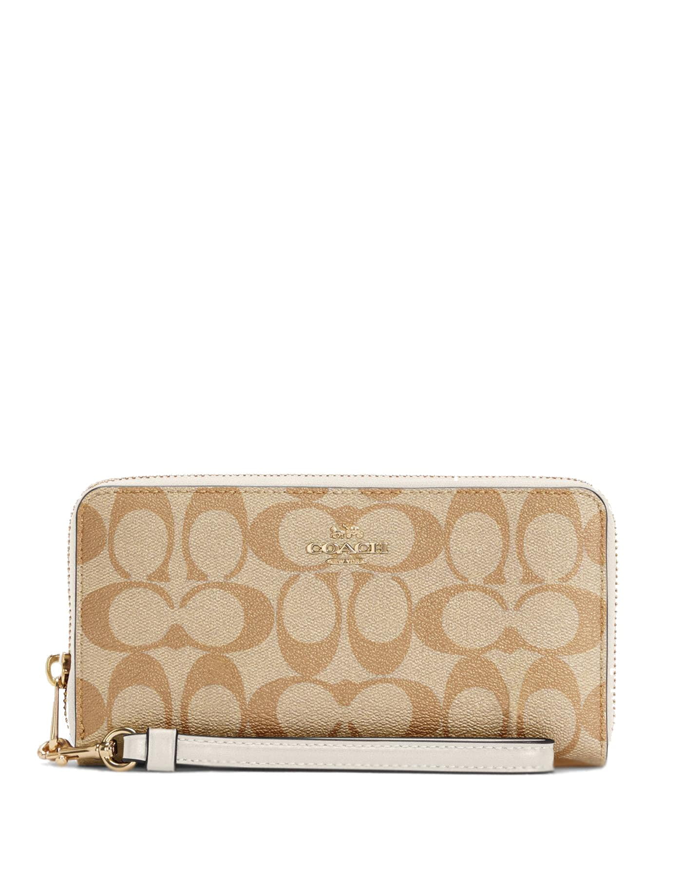 Coach Women's Signature Canvas Long Zip Around Wallet in Light Khaki ...