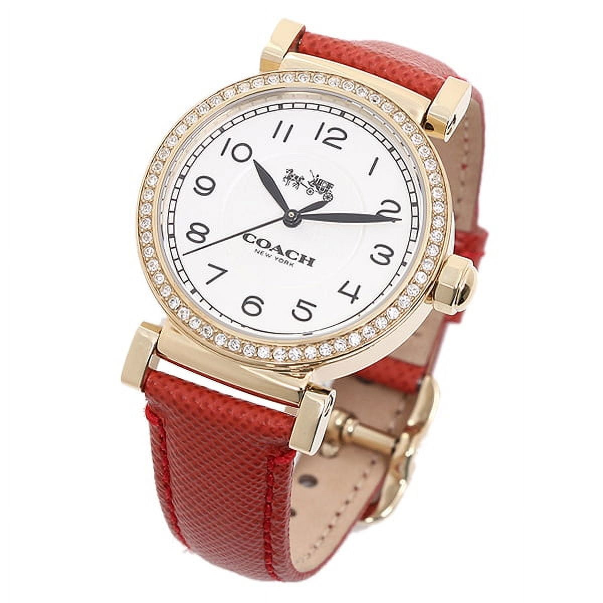 Coach Women's Madison Fashion 36mm Leather Watch White/Red Watch ...