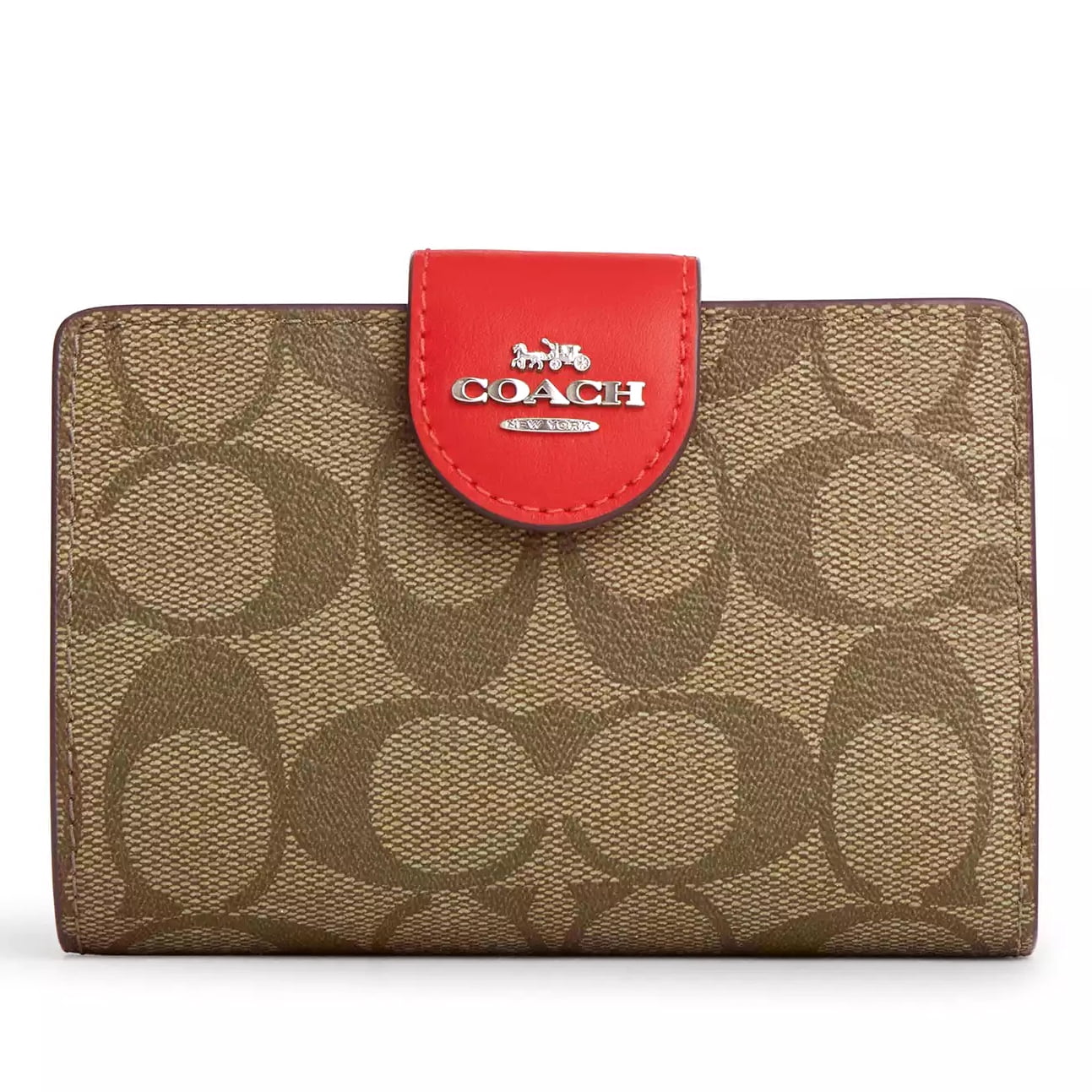 Coach Women's Medium Corner Zip Wallet in Signature Canvas (Khaki ...