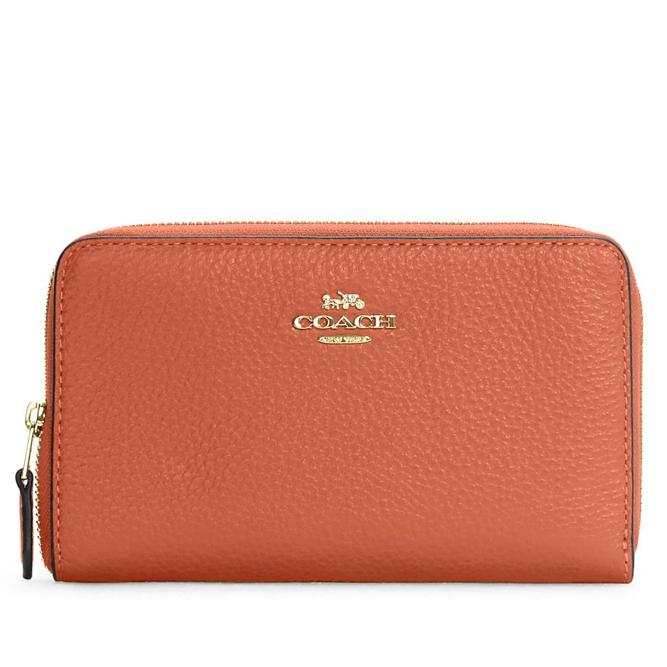 Coach Women's Pebbled Leather Medium Id Zip Wallet (Sunset) - Walmart.com