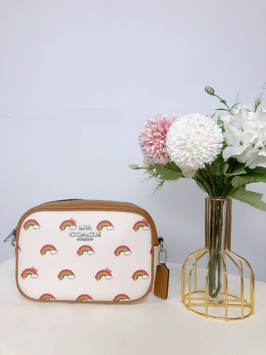 Coach Women's Mini Jamie Top Zip Camera Crossbody Bag with Rainbow ...