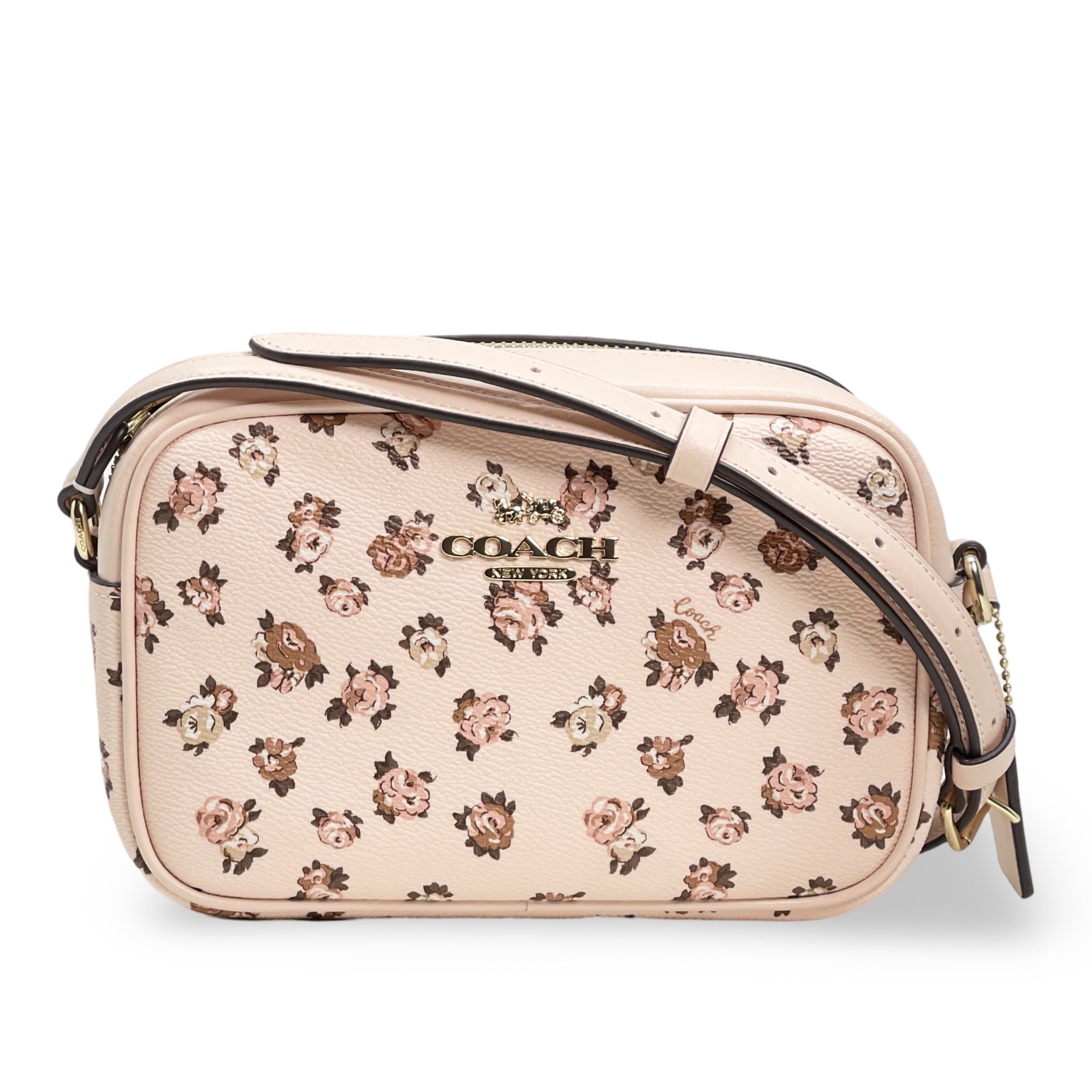 Coach Women's Mini Jamie Top Zip Camera Crossbody Bag with Rose Print ...