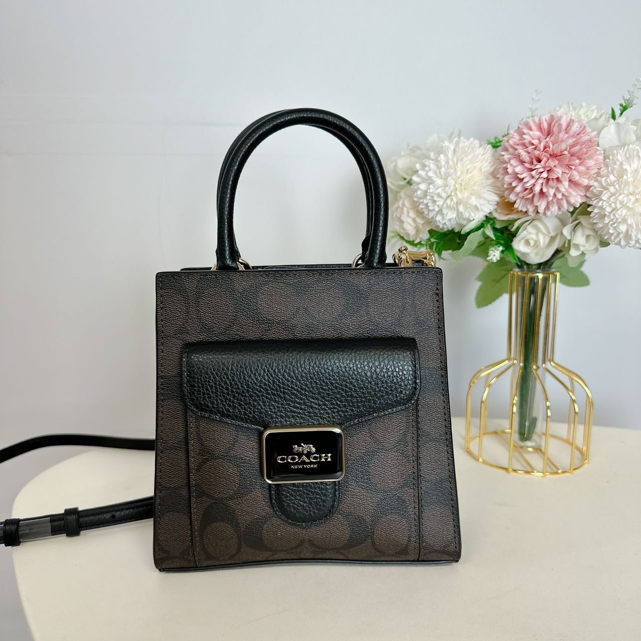 Coach Women's Mini Pepper Top Handle Crossbody Bag in Signature Canvas ...