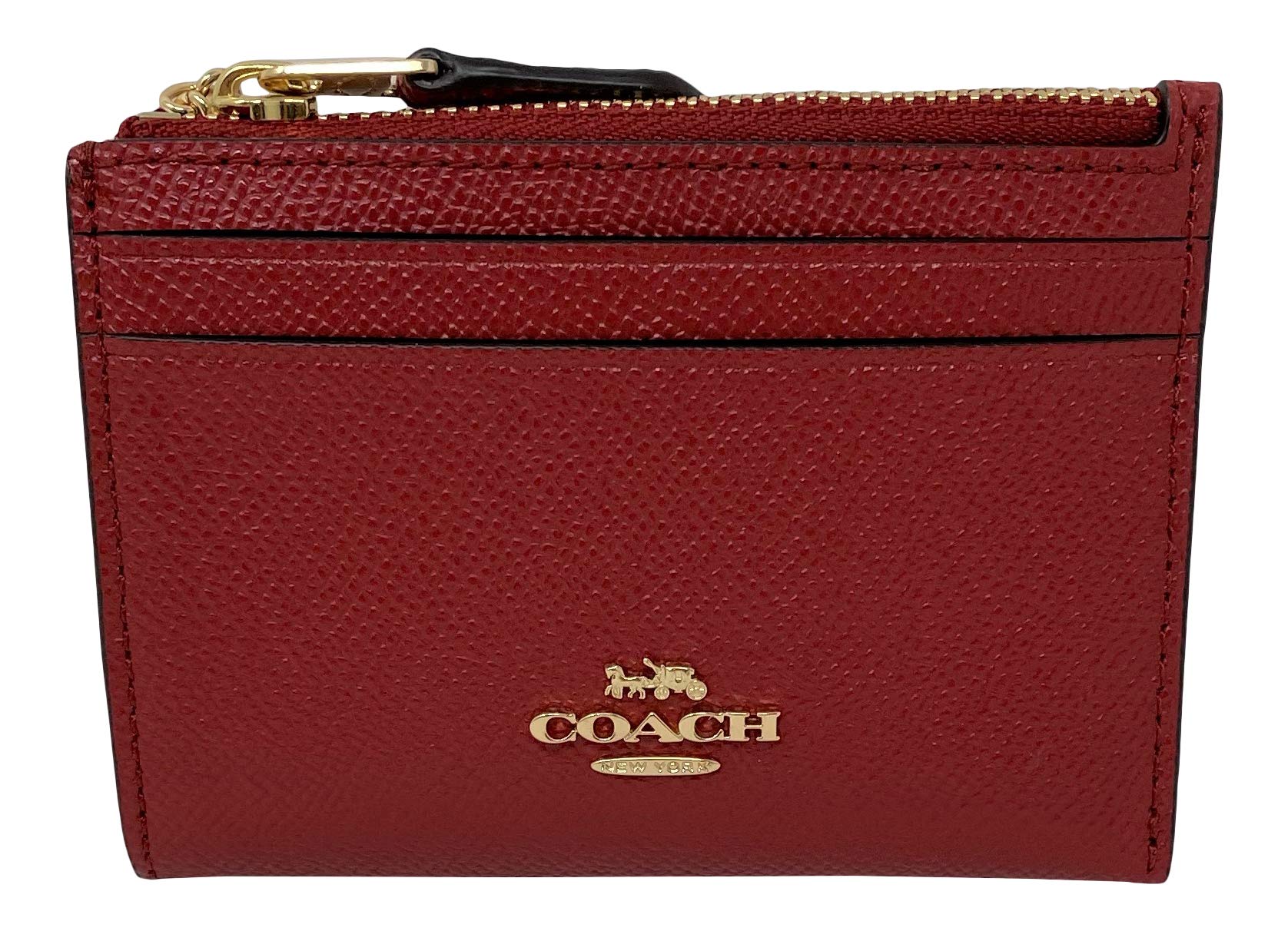 Coach Women's Crossgrain Leather Mini Skinny ID Card Case (Red ...