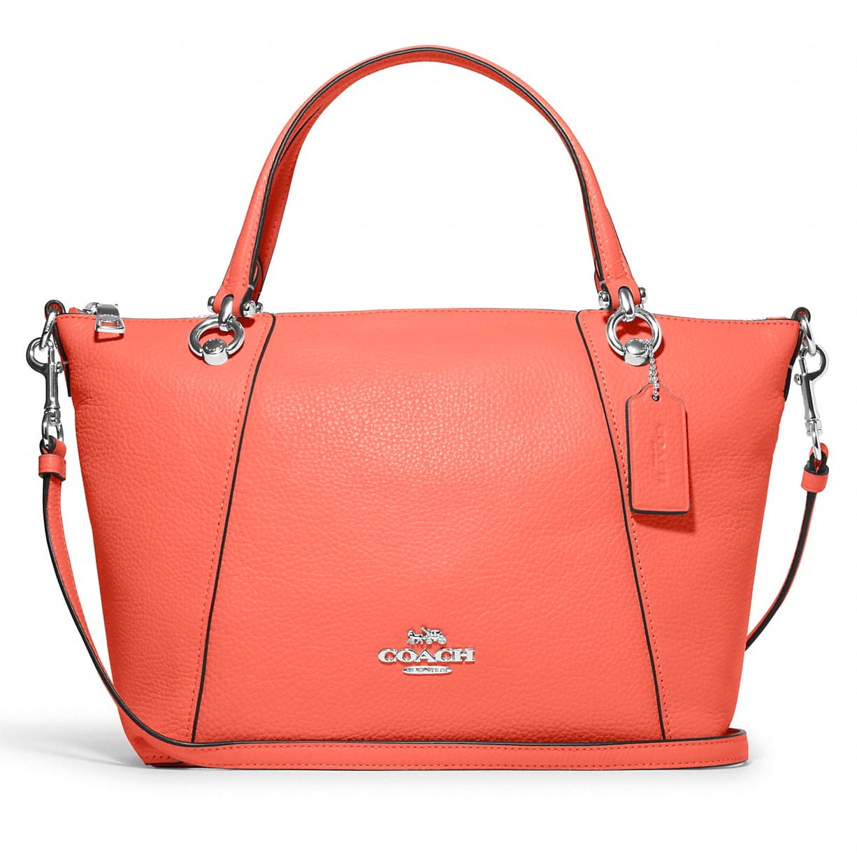 Coach Women's Pebbled Leather Kacey Satchel Handbag (Tangerine ...