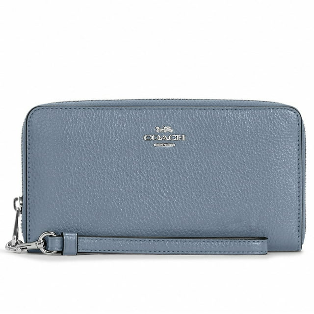 Coach Women's Pebbled Leather Long Zip Around Wallet (Marble Blue ...