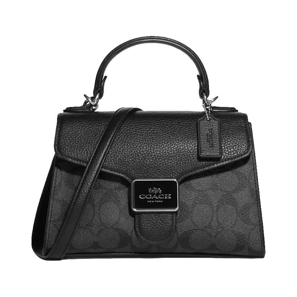 Coach Women's Pepper Satchel (Signature Canvas - Graphite/Black ...