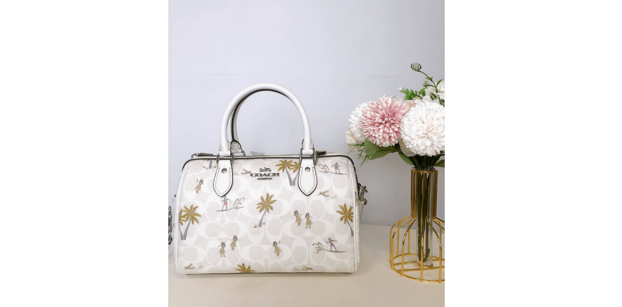 Coach Women's Rowan Medium Satchel In Signature Canvas with Hula Print ...