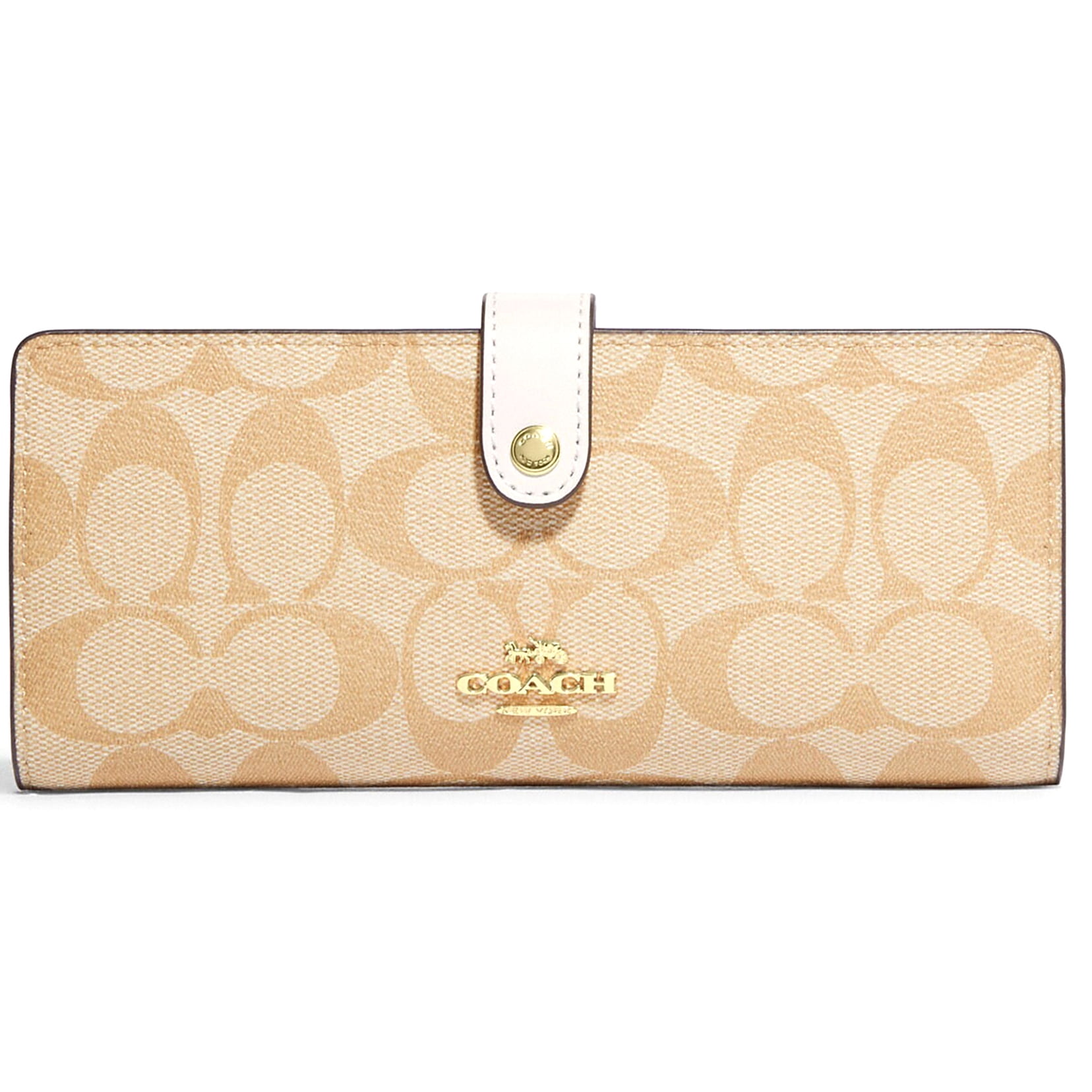 Coach Women's Slim Leather Wallet In Signature Canvas (Light Khaki ...