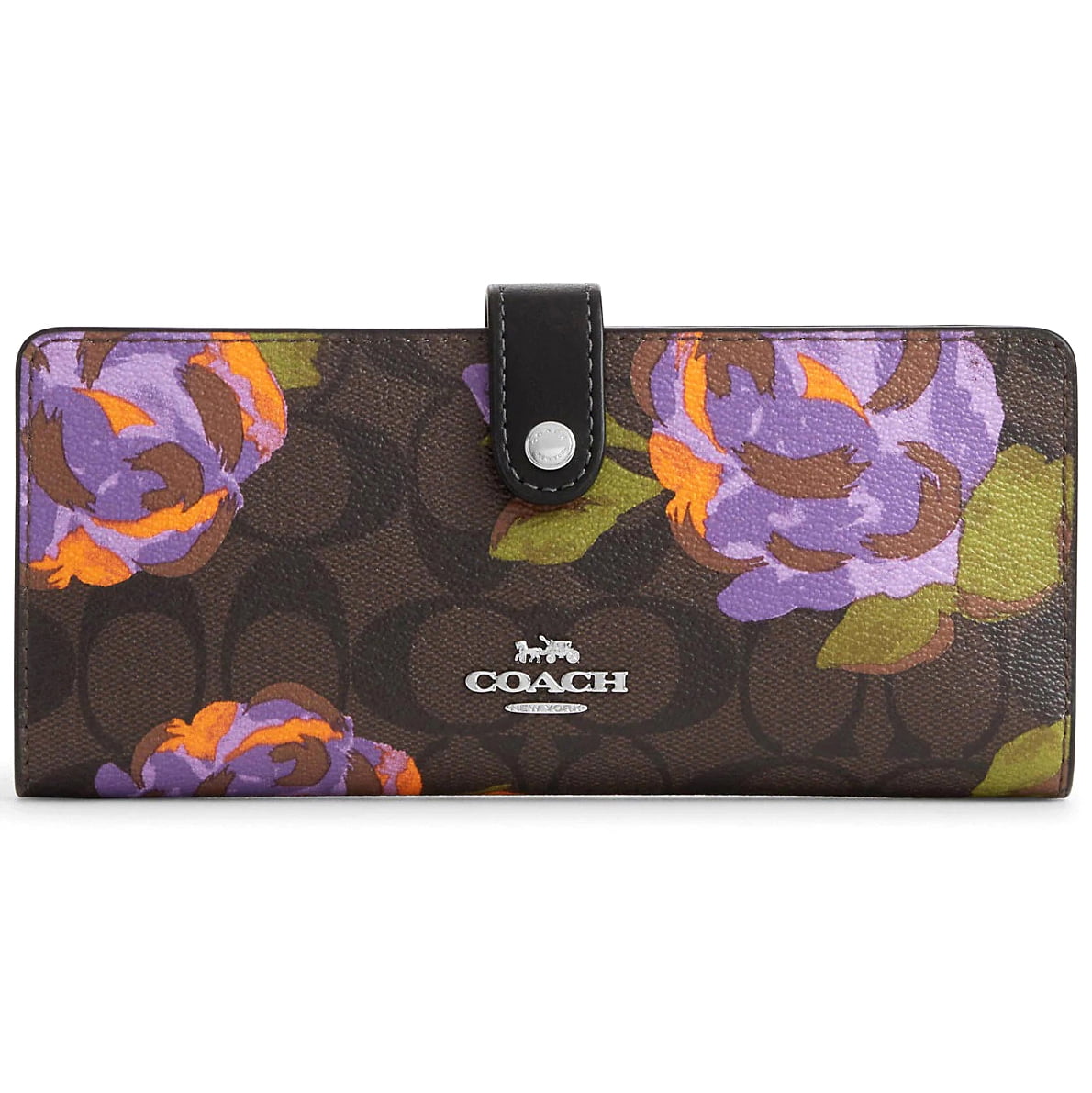 Coach Women's Slim Leather Wallet in Signature Canvas with Rose Print ...