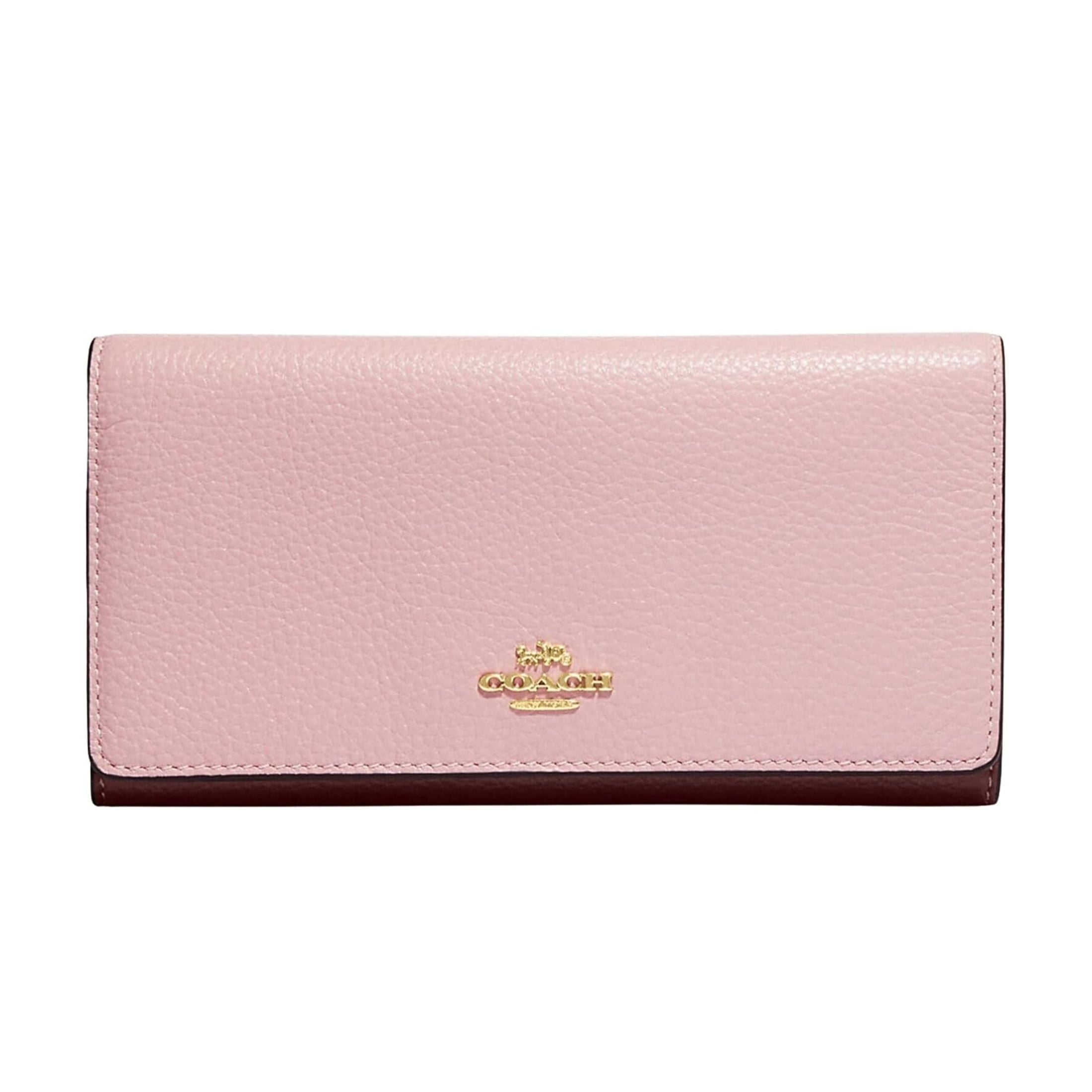 Coach Women's Slim Long Trifold Wallet In Signature Canvas, Powder Pink ...