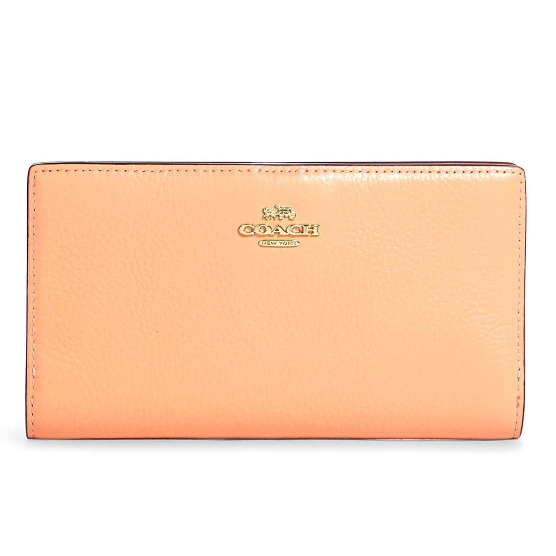 Coach Women's Slim Pebbled Leather Snap Wallet (Faded Blush) - Walmart.com