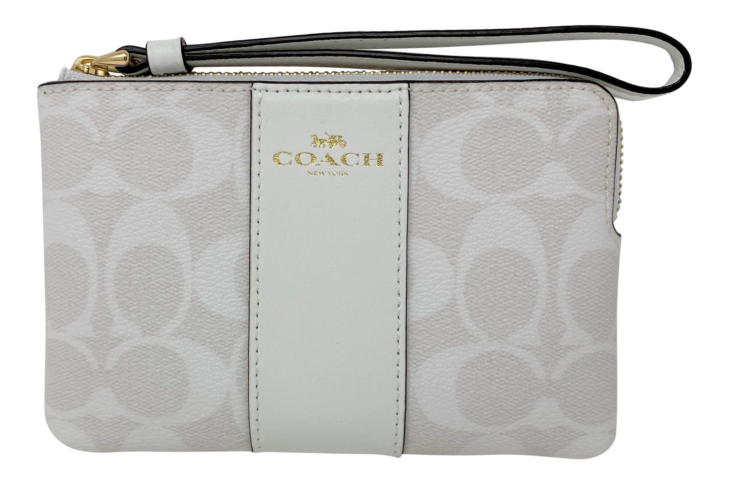 Coach Women's Small Corner Zip Wristlet, Signature Canvas with ...