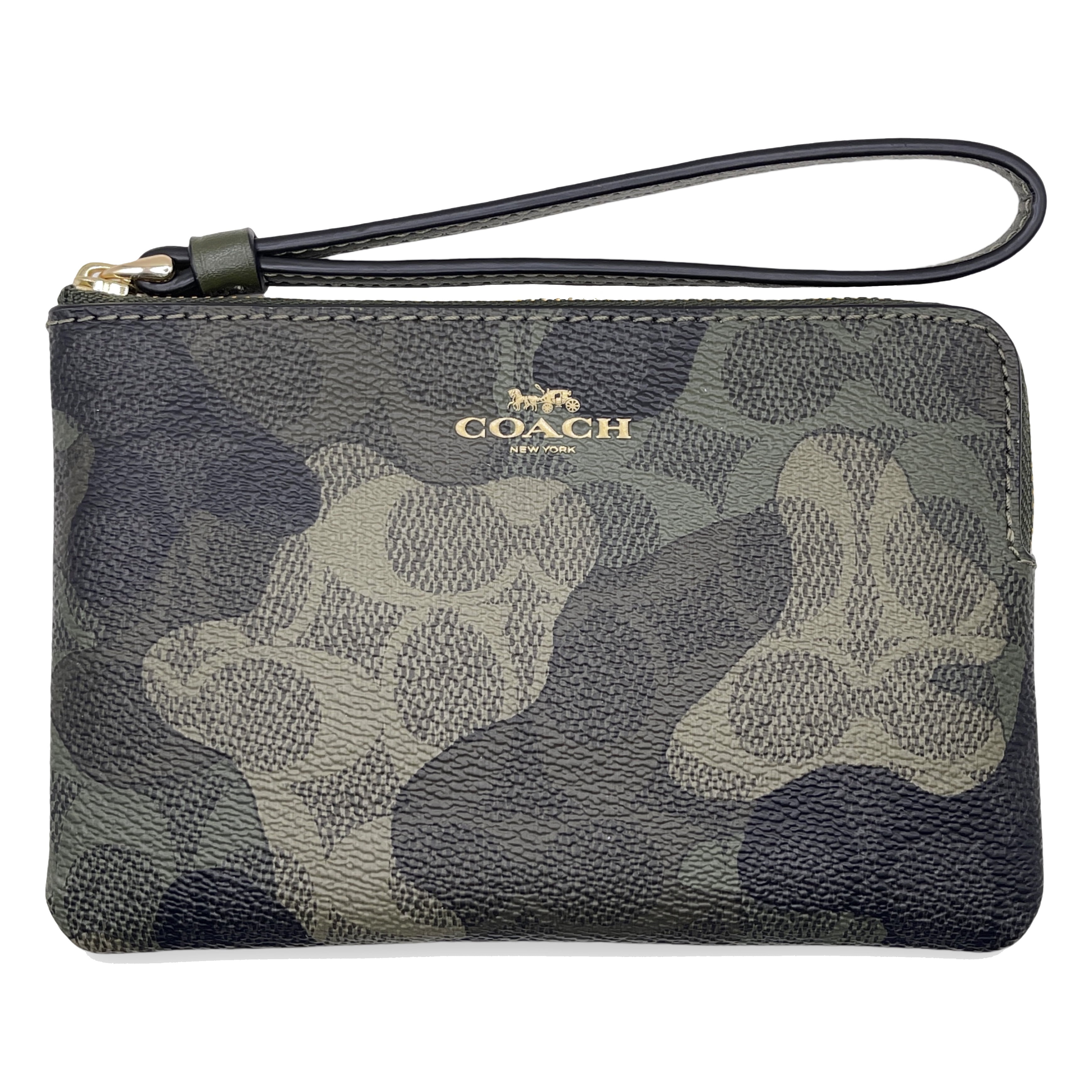 Coach Women's Small Corner Zip Wristlet in Signature Camo Print (Dark ...