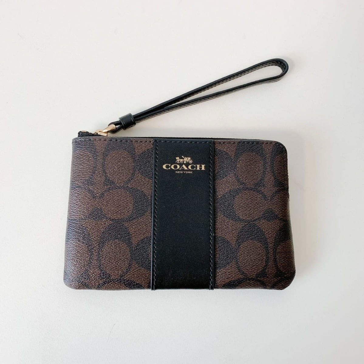 Coach Women's Small Corner Zip Wristlet Wallet in Signature Canvas ...