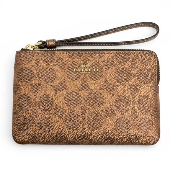 Coach Women's Double Zip Wristlet Wallet in Signature Canvas (IM/Tan ...