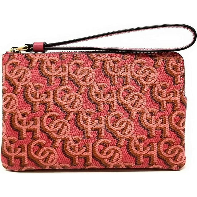 Coach Women's Small Corner Zip Wallet Wristlet with Monogram Print ...