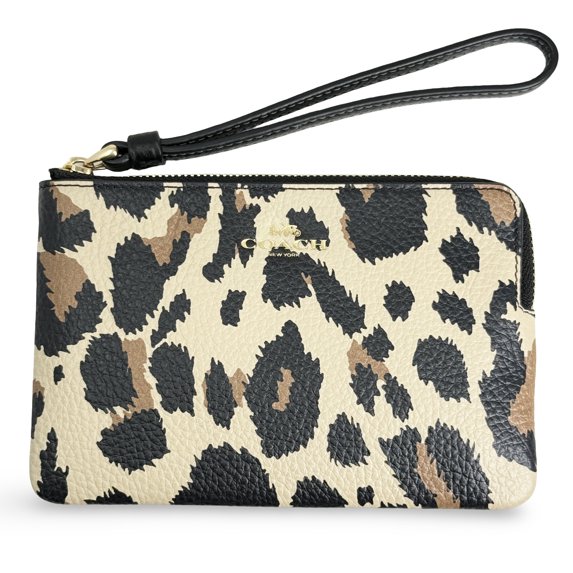 Coach Women's Small Corner Zip Wristlet with Leopard Print ( Multi ...