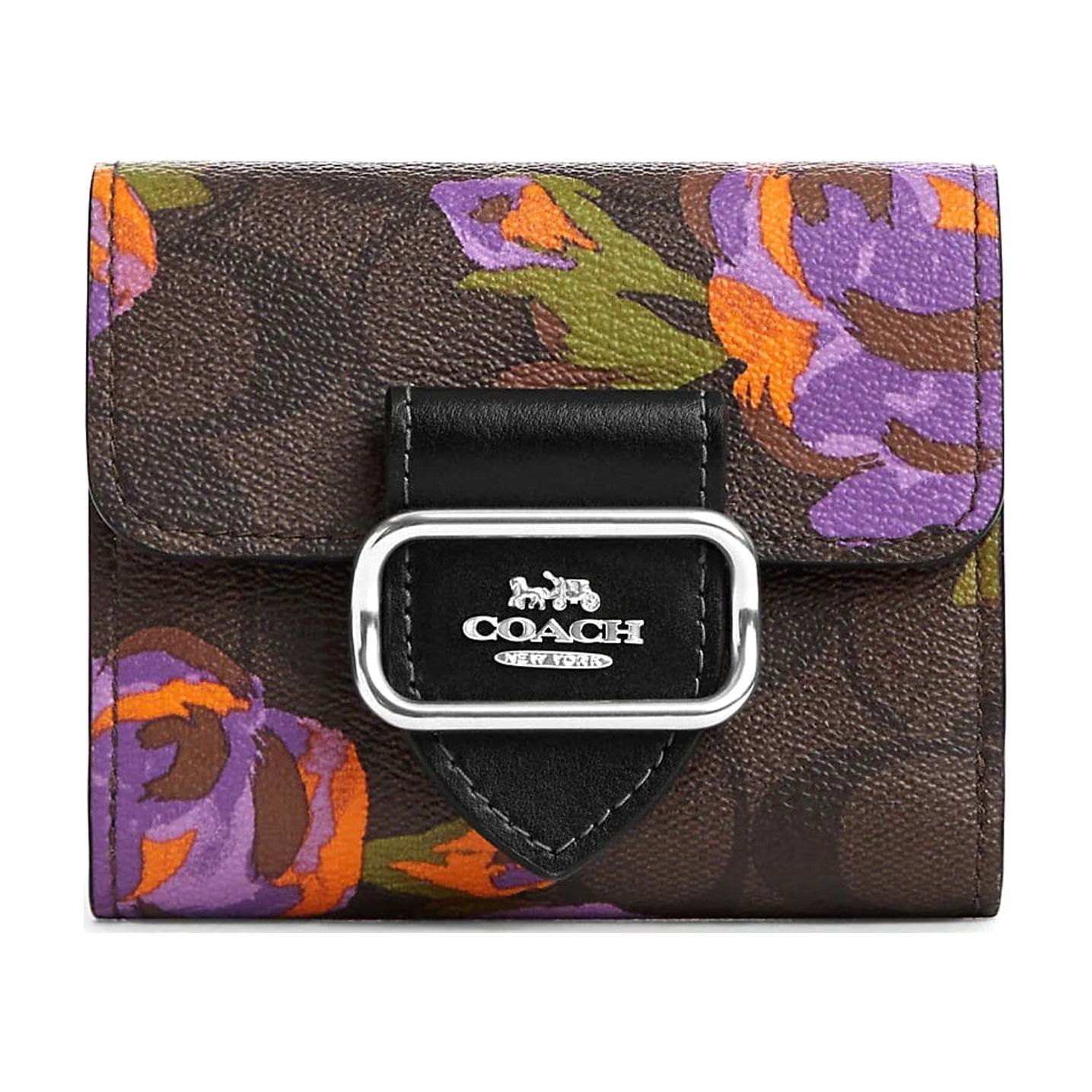 Coach Women's Small Morgan Leather Wallet In Signature Canvas With Rose ...