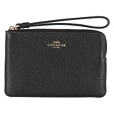 "Coach Women's Small Pebbled Leather Wristlet, Black, 6.26""L x 4""H x ...