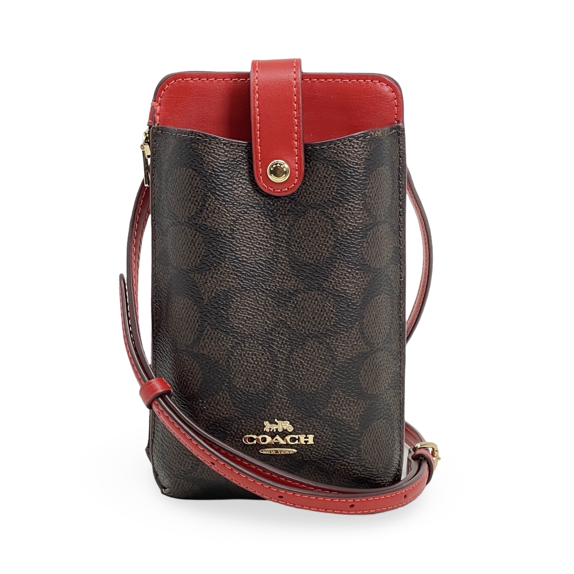 Coach Women's Small Phone Crossbody Bag in Signature Canvas (Walnut ...