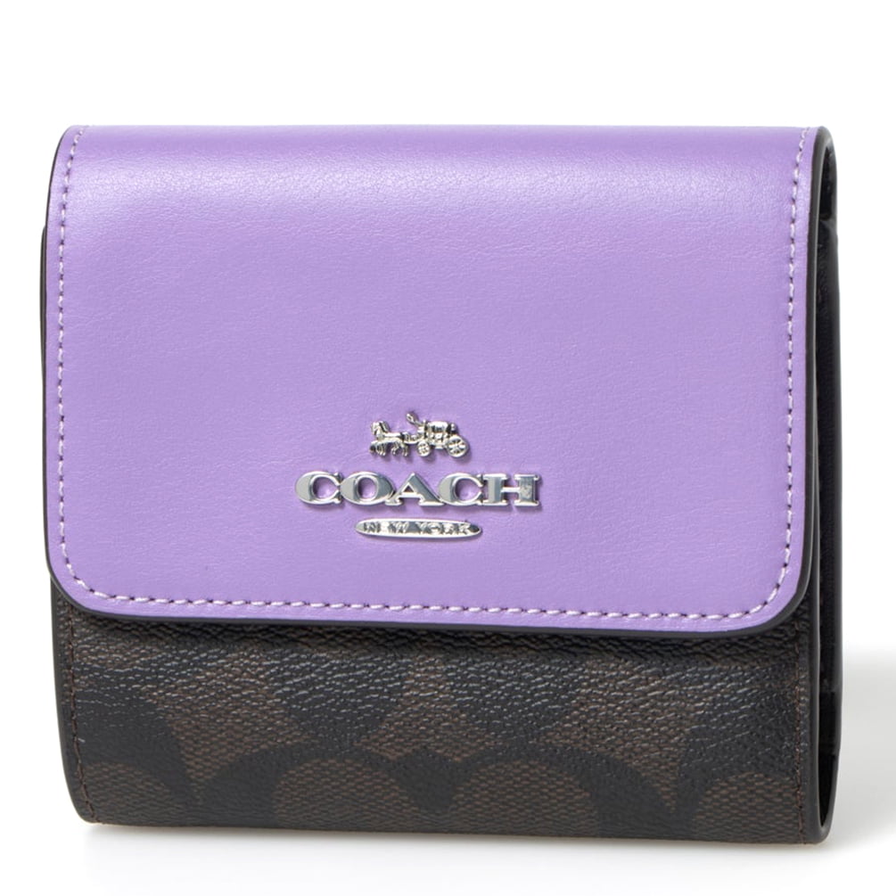 Coach Women's Small Snap Trifold Leather Wallet in Blocked Signature ...