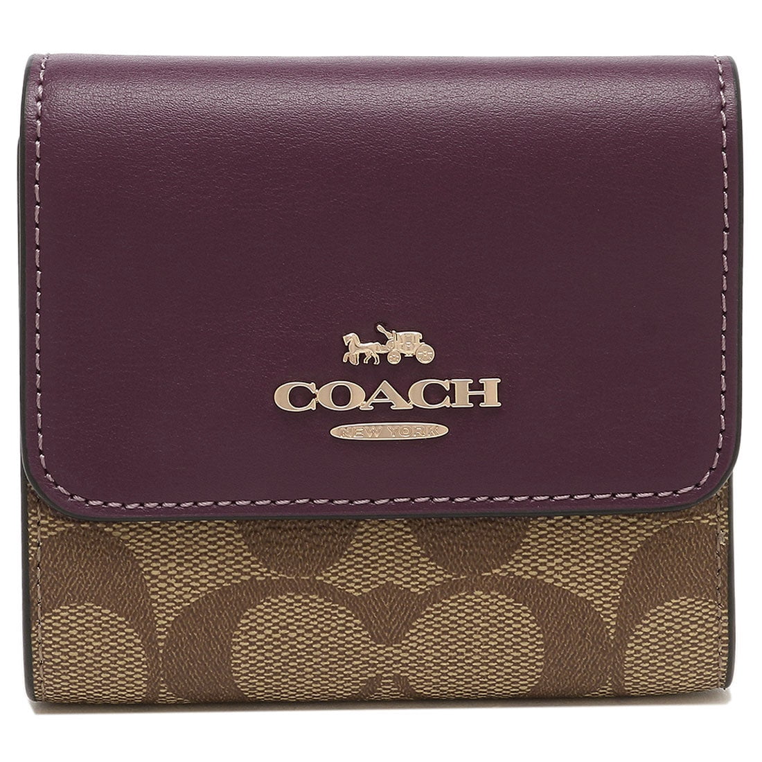 Coach Women's Small Snap Trifold Leather Wallet in Blocked Signature ...
