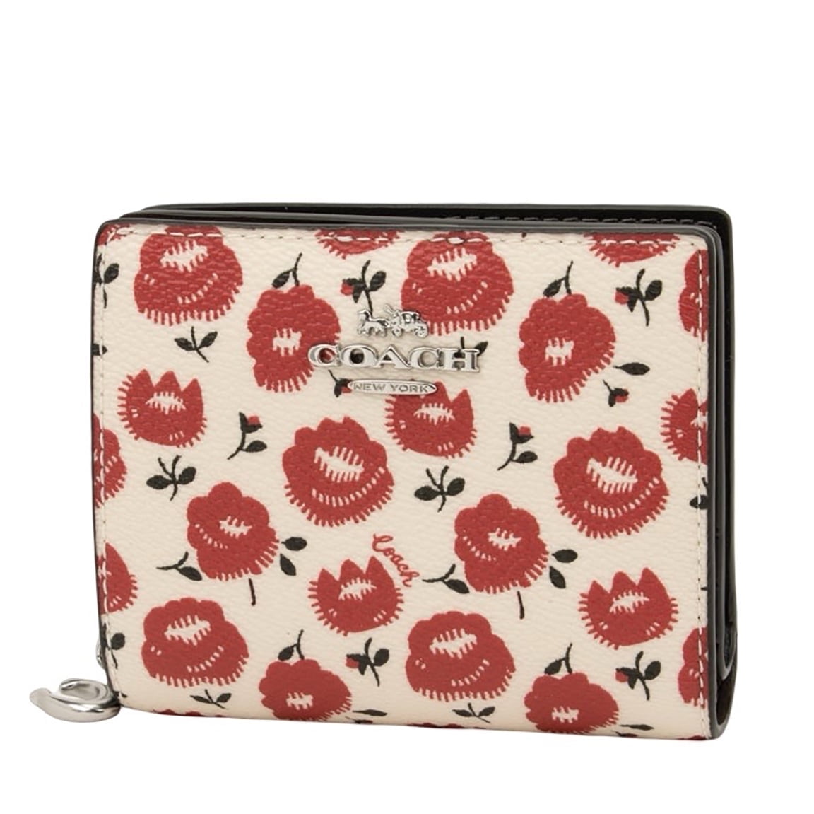 Coach Women’s Small Snap Wallet with Floral Print and Zip Coin Pocket ...