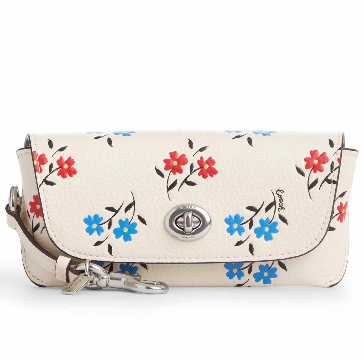 Coach Women's Sunglass Case with Floral Print in Pebbled Leather (Chalk ...