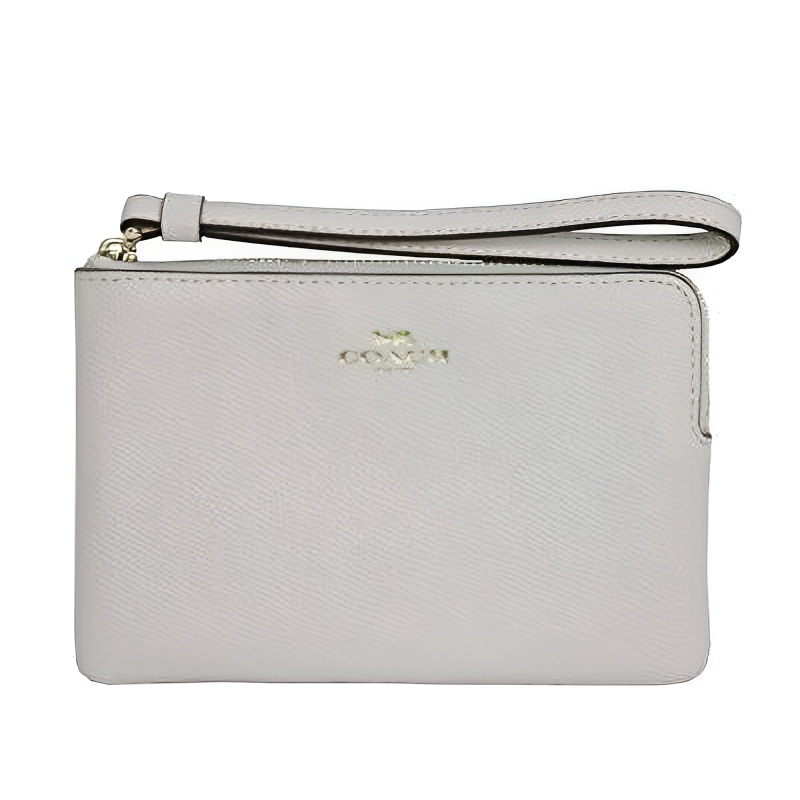 Coach Crossgrain Leather Wristlet Logo Zip Corner Wallet in Chalk ...
