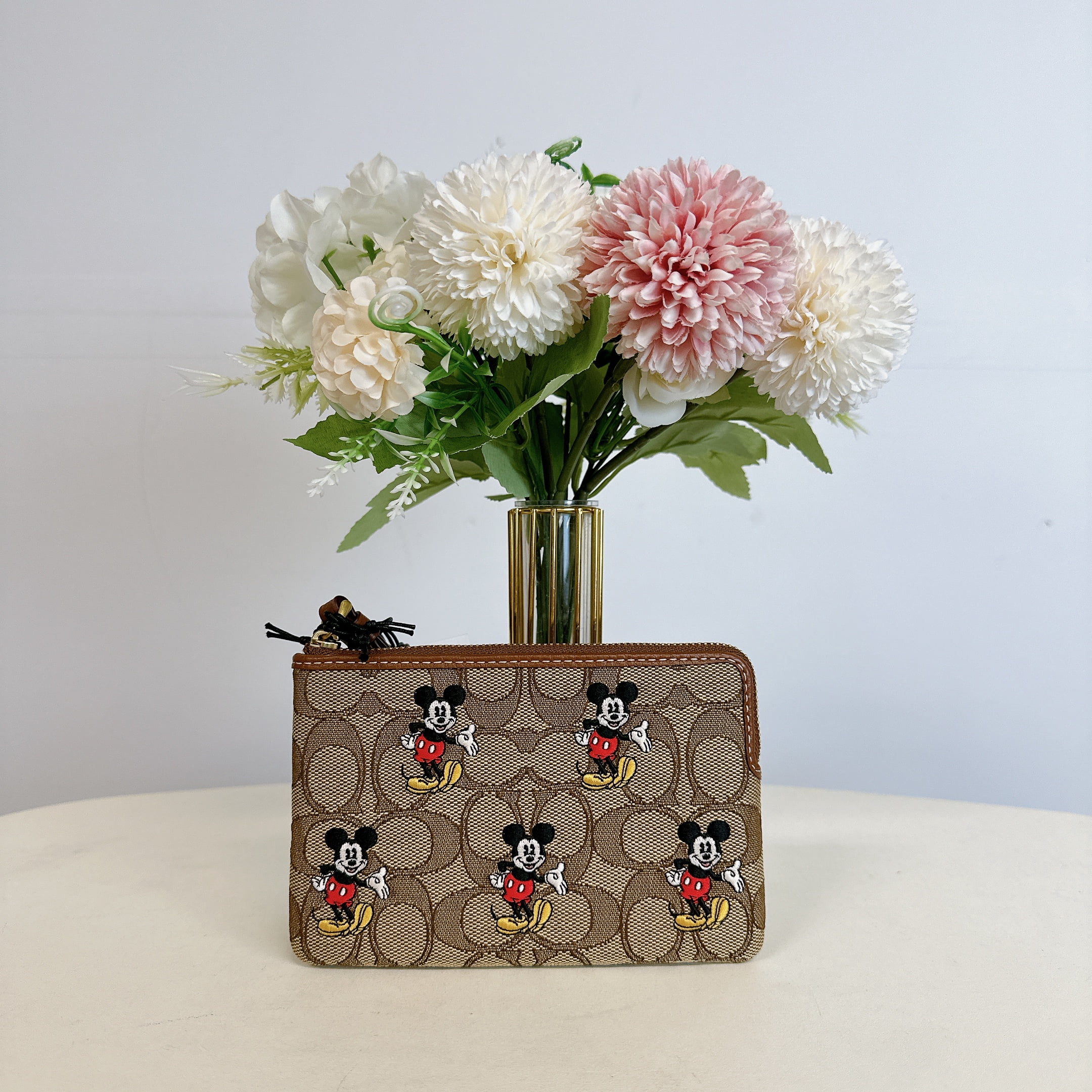 Coach Disney Mickey Print Corner Zip Wristlet Wallet, CN033, Signature ...