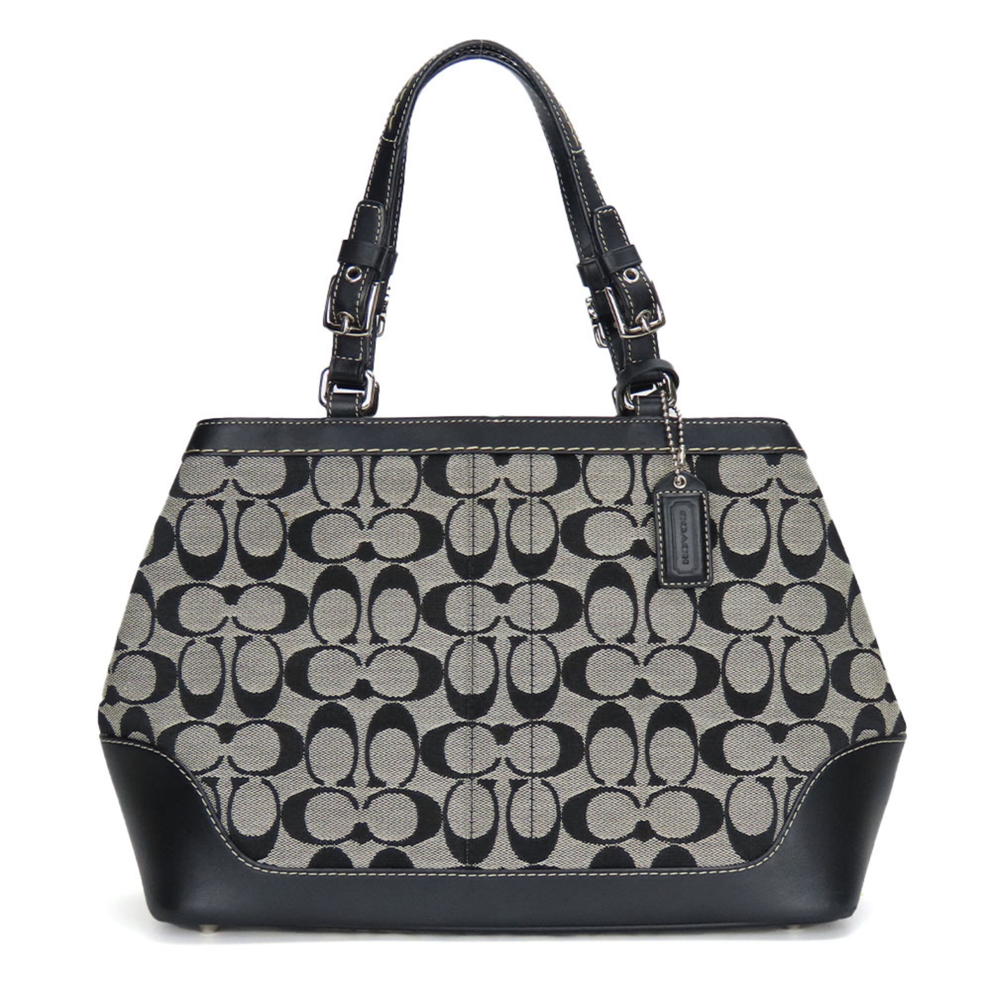 Pre-Owned Coach handbag 6830 signature canvas leather grey black women's COACH (Good) - Walmart.com