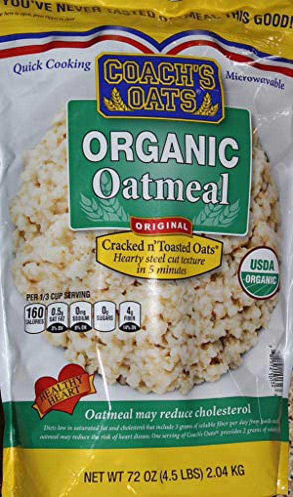 Coach's Oats 100% Whole Grain Organic Oatmeal, Bulk Plain Cook, 4.5 lbs ...