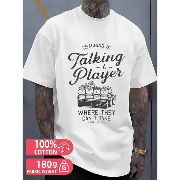 Coach's Player men's white 180G 100% Cotton Comfortable loose and ...