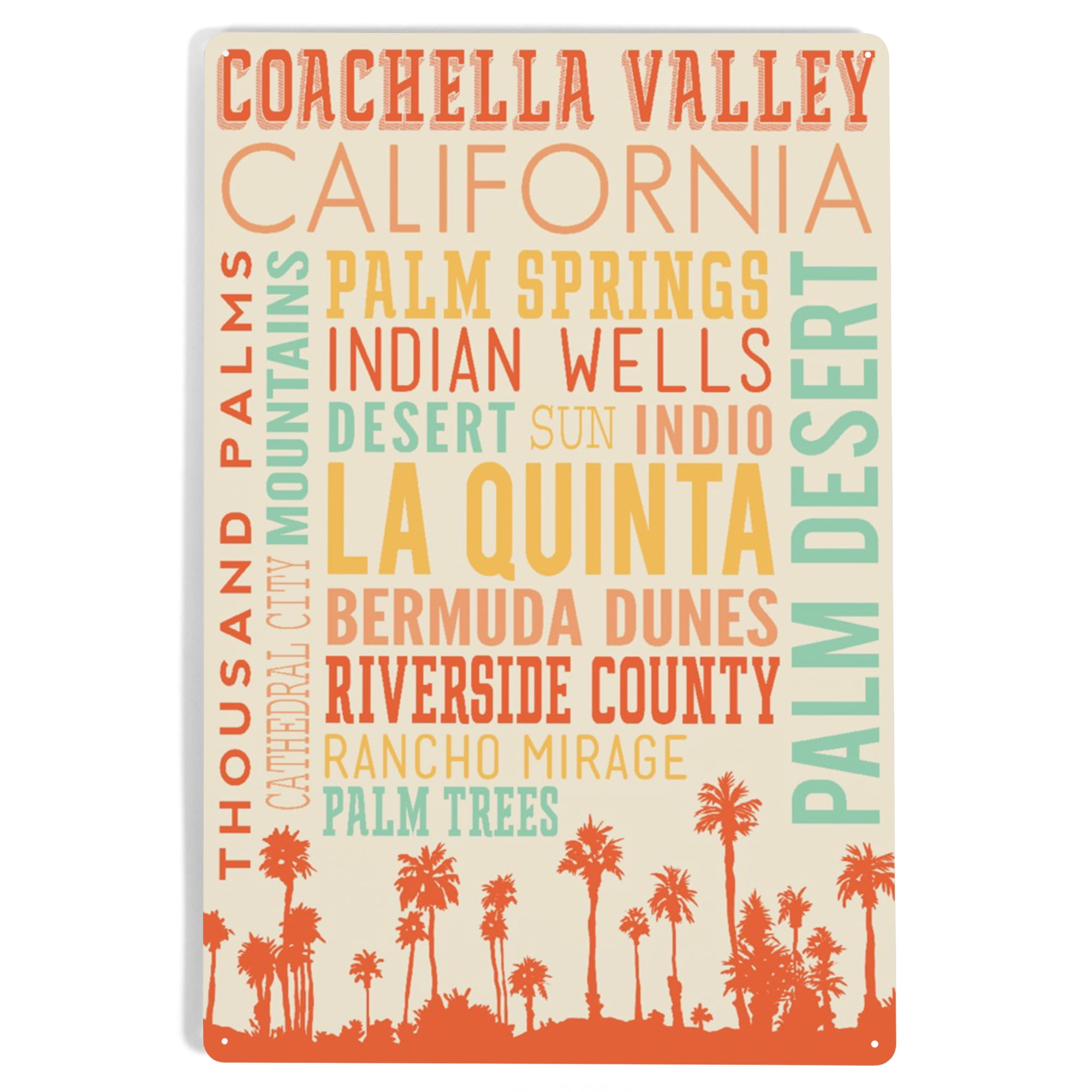 Coachella, California, Typography (12x18 Aluminum Art, Indoor Outdoor ...