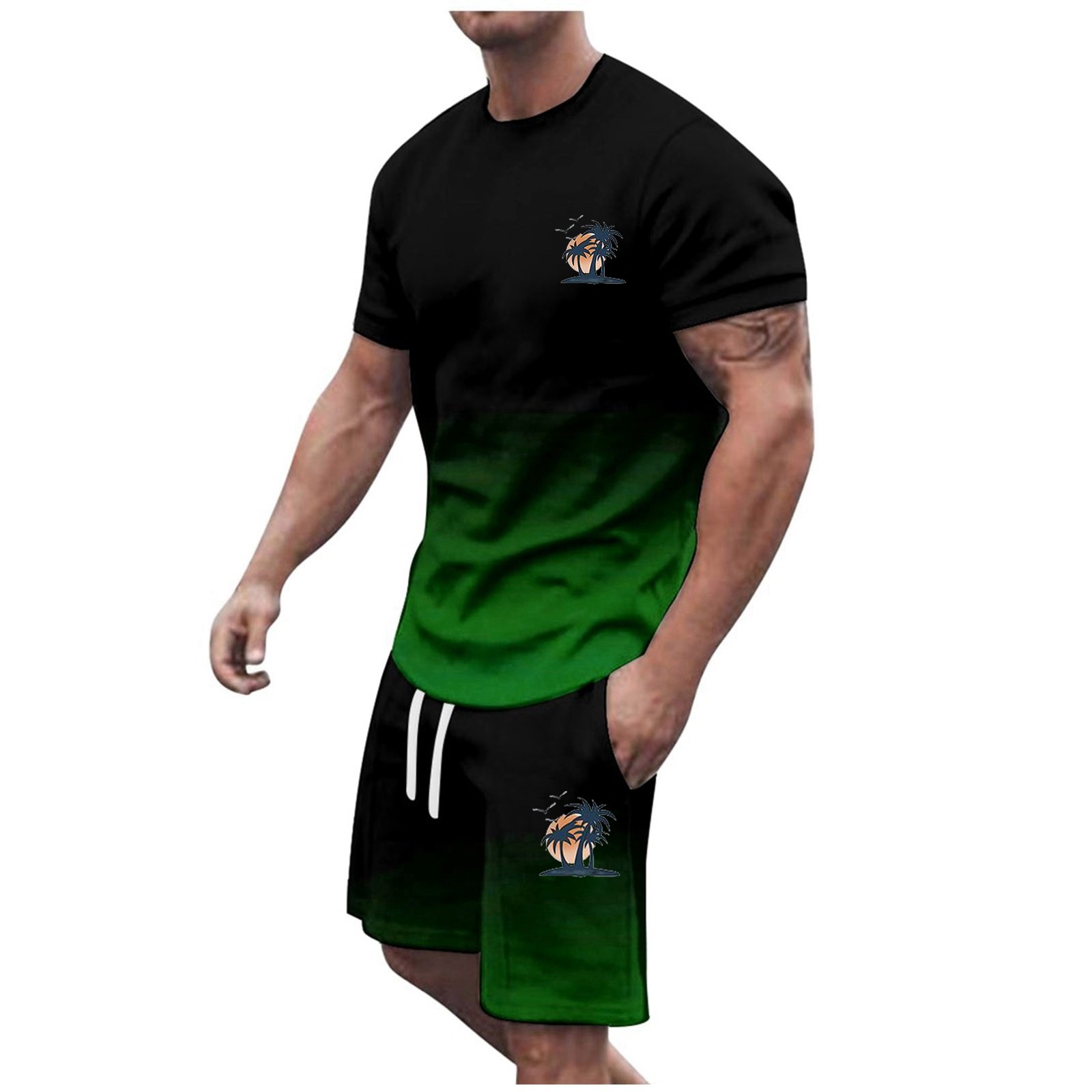 Coachella Outfits for Men Quarter Sleeve Printing Lounge Set Fashion ...