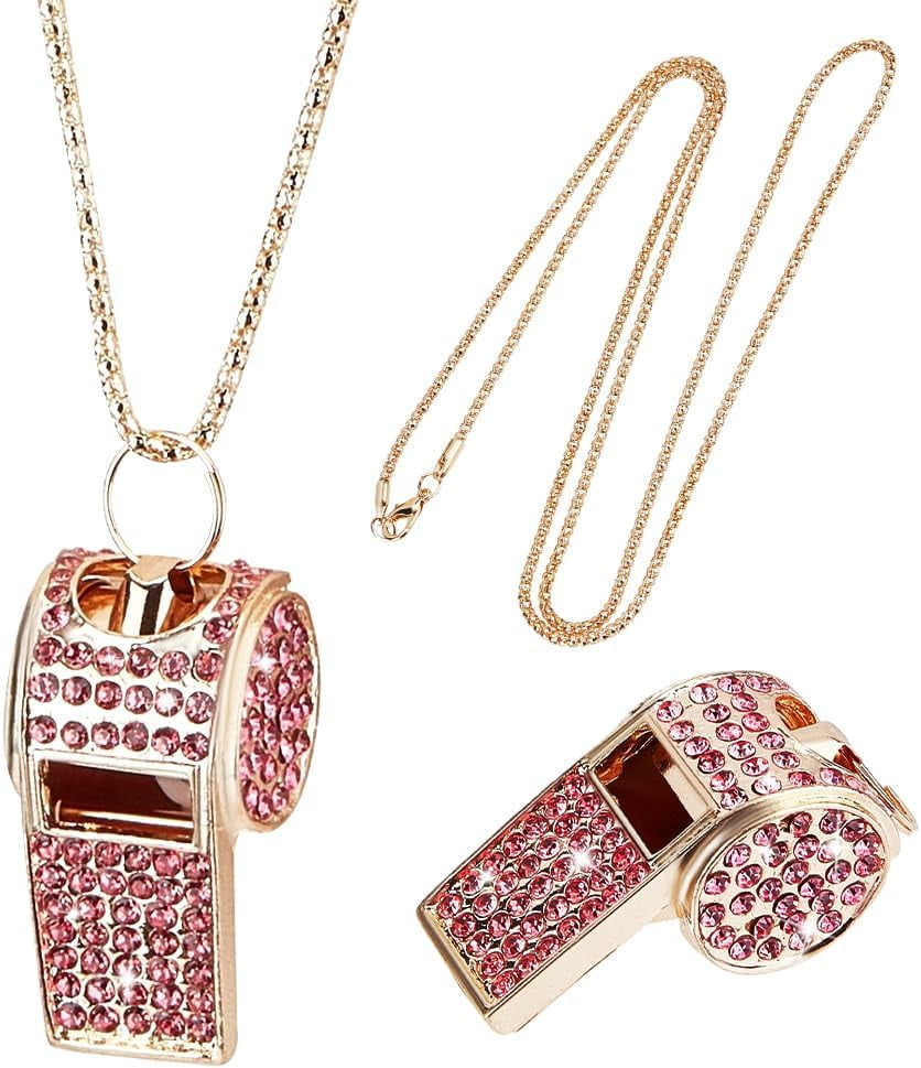 Coaches Whistle with Lanyard Gold Whistle Necklace Metal Bling ...