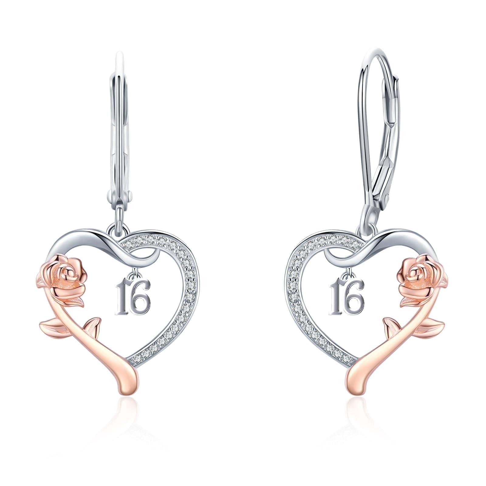 Coachuhhar 16 Year Old Birthday Gifts 925 Sterling Silver Love Heart ...