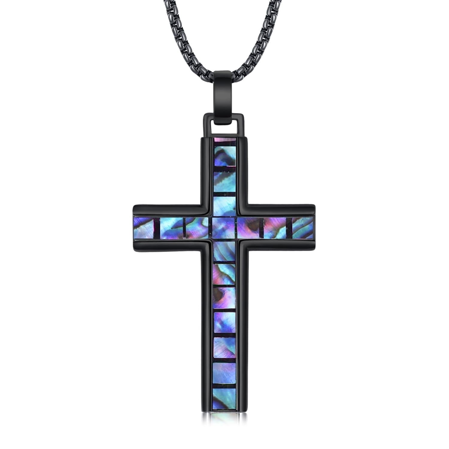 Coachuhhar Black Cross Necklace 925 Sterling Silver Abalone Shell Cross ...