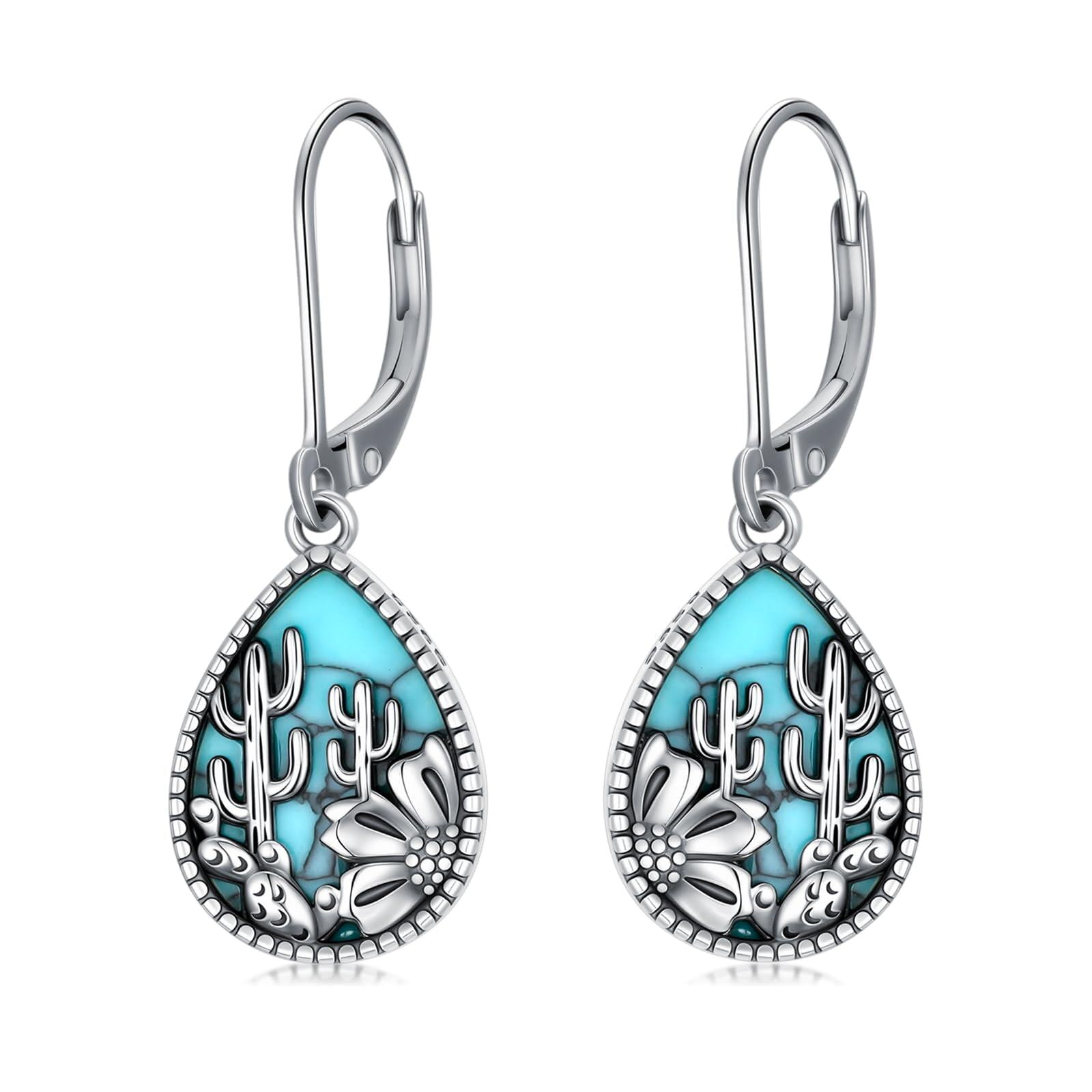 Coachuhhar Cactus Western Dangle Earrings for Women 925 Sterling Silver ...